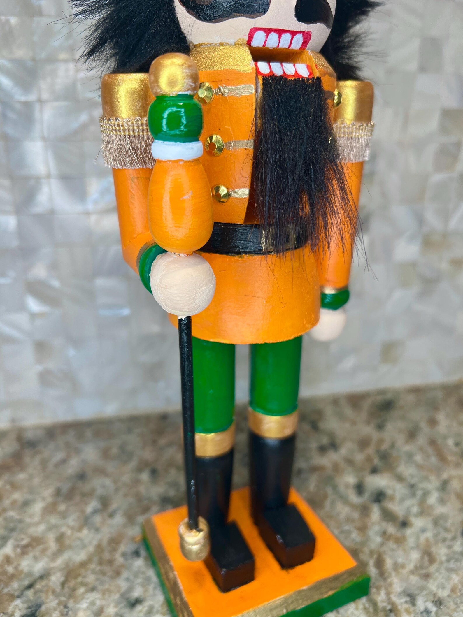 12” Hand-painted University of Miami Nutcracker: Orange and Green ...