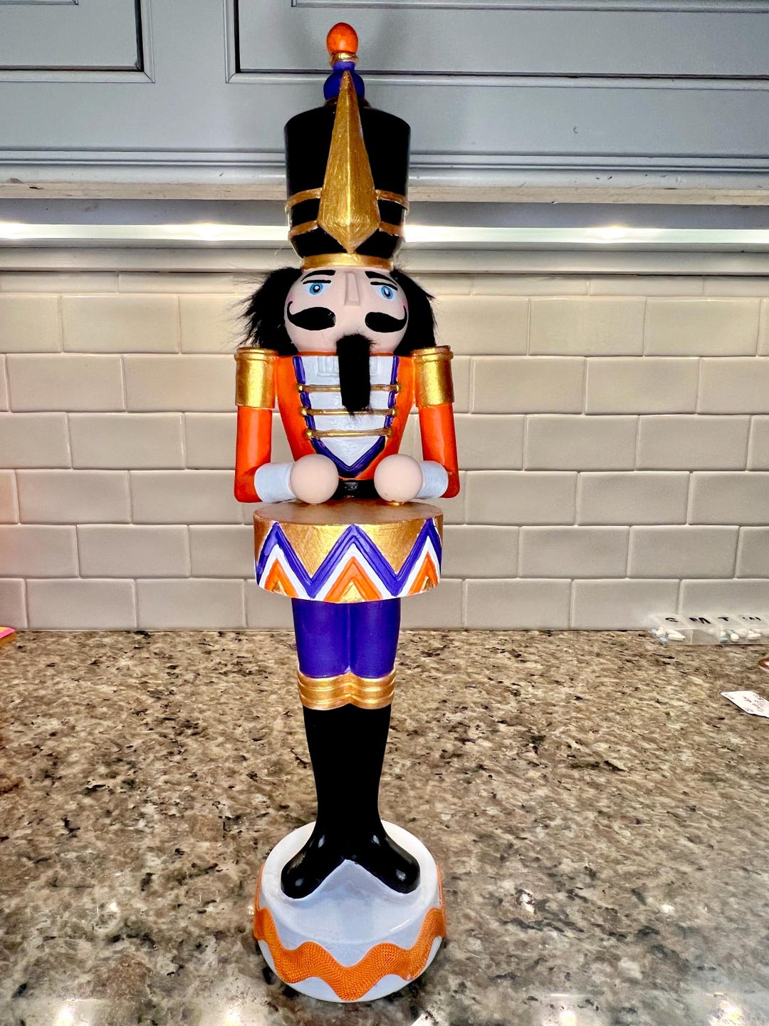 18 Orange & Purple Resin Black Hair Drummer Boy Nutcracker Clemson ...