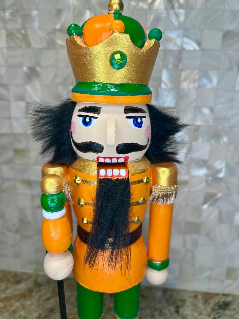 12” NCAA University of Miami Nutcracker: Orange and Green Handpainted ...