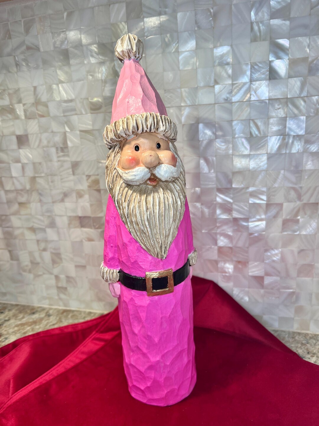 Hot Pink Santa Figurine: 15" Pastel Christmas Decor - Etsy