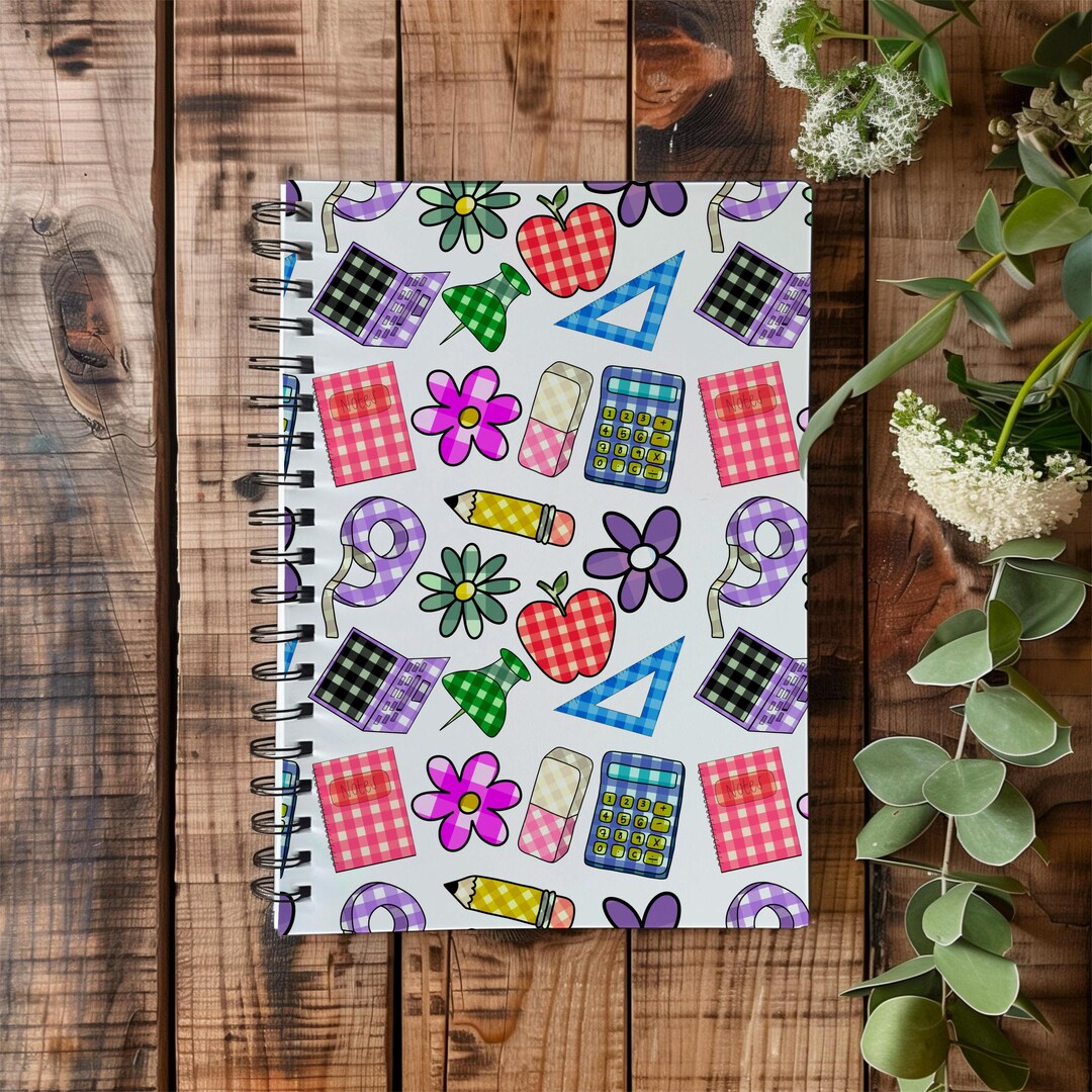 Cute School Themed Spiral Notebook, Ruled Line Journal for Students ...