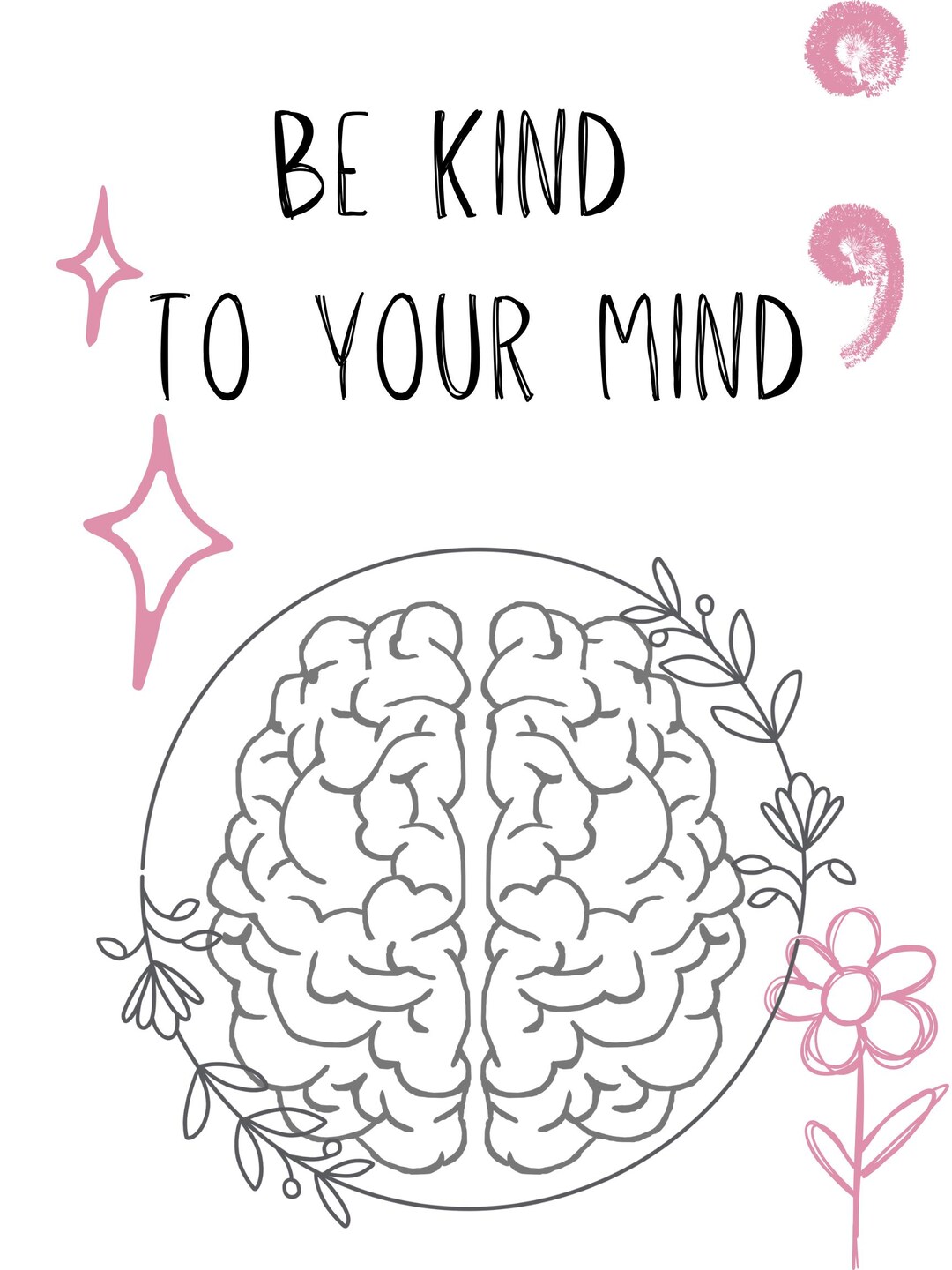 Be Kind to Your Mind Printable Wall Art – Mental Health Positive Quote ...