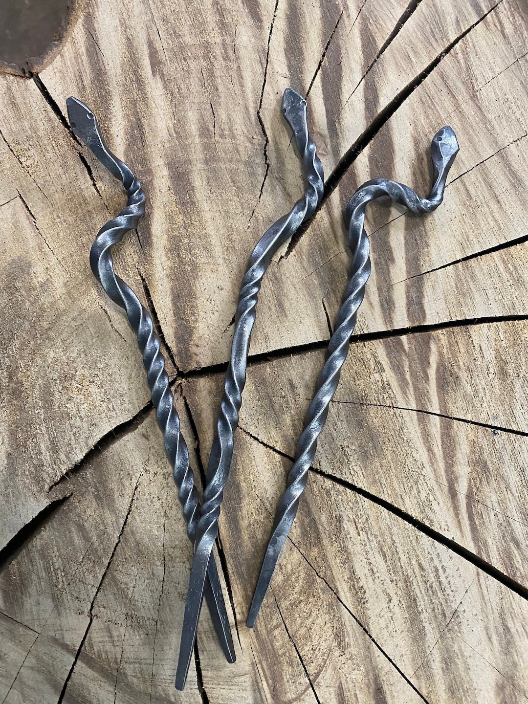 Snake Hair Pin, Forged Hair Pin, Hand Forged, Metal Hair Pin, - Etsy