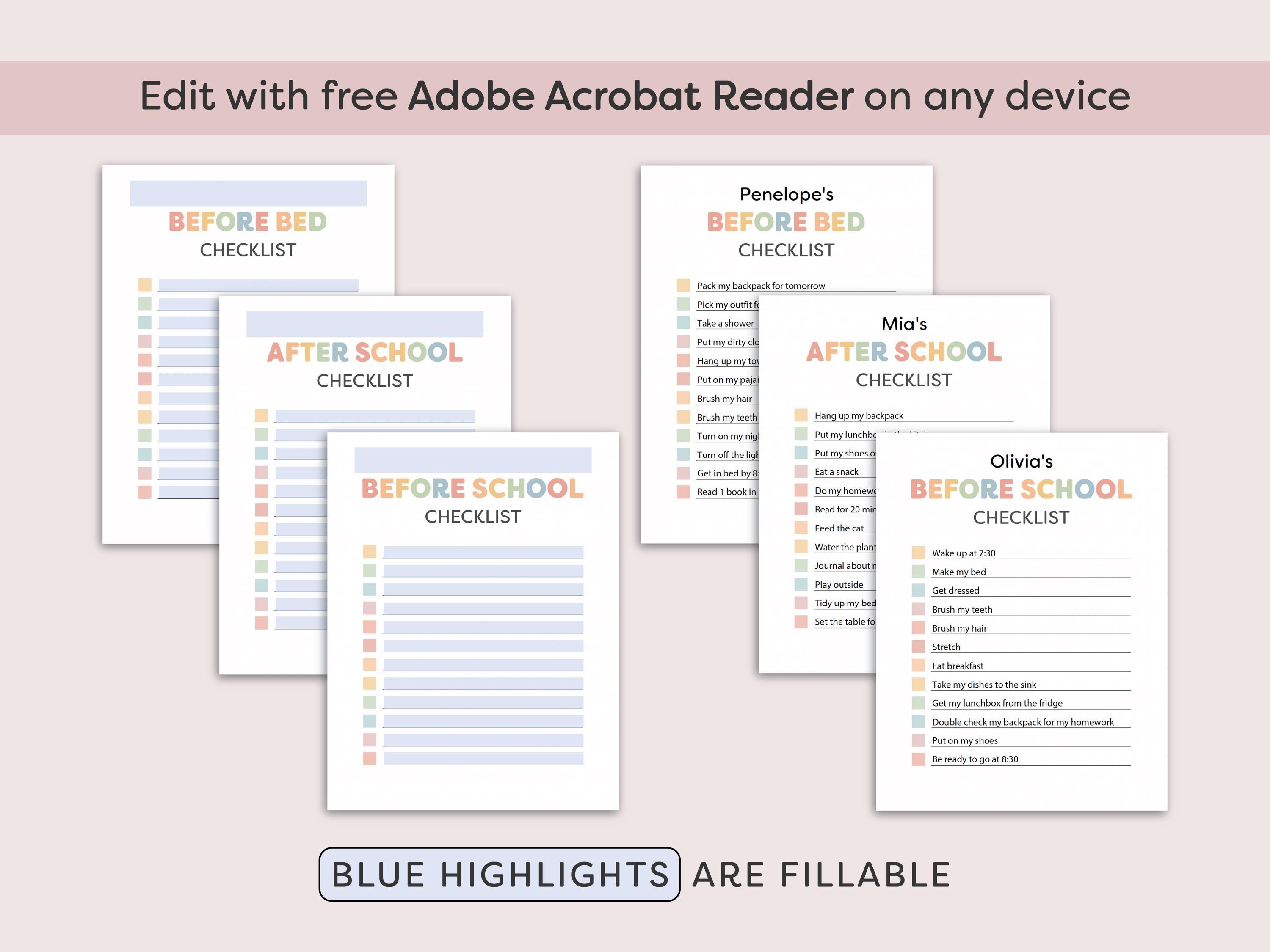Kids Routine Checklist | Before After School Checklist, Before School ...