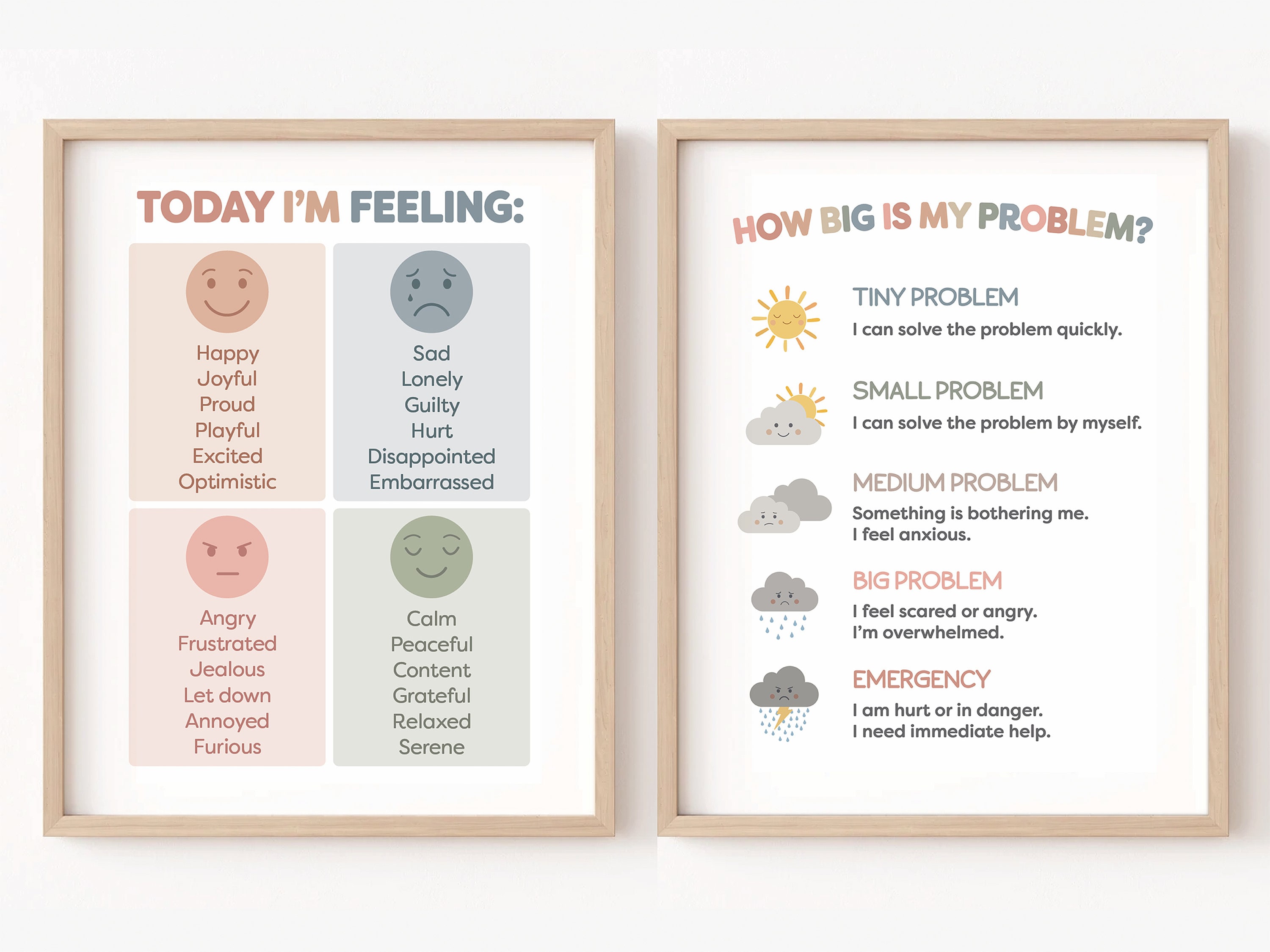 Calming Corner Posters Feelings Chart Playroom Decor Emotional ...
