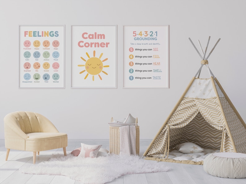 Calm Corner Sign Feelings Chart Toddler Feelings Poster Emotions Chart ...
