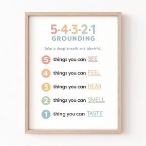 54321 Grounding Technique Poster Rainbow Grounding Printable Wall Art ...