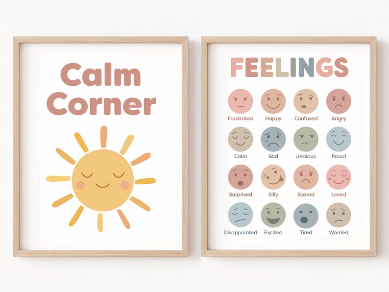 Calming Corner Posters Feelings Chart Playroom Decor Emotional ...