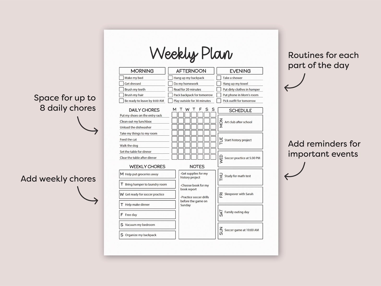 Chore Chart for Teens Editable Chore Chart Teenager Chore Chart ADHD ...