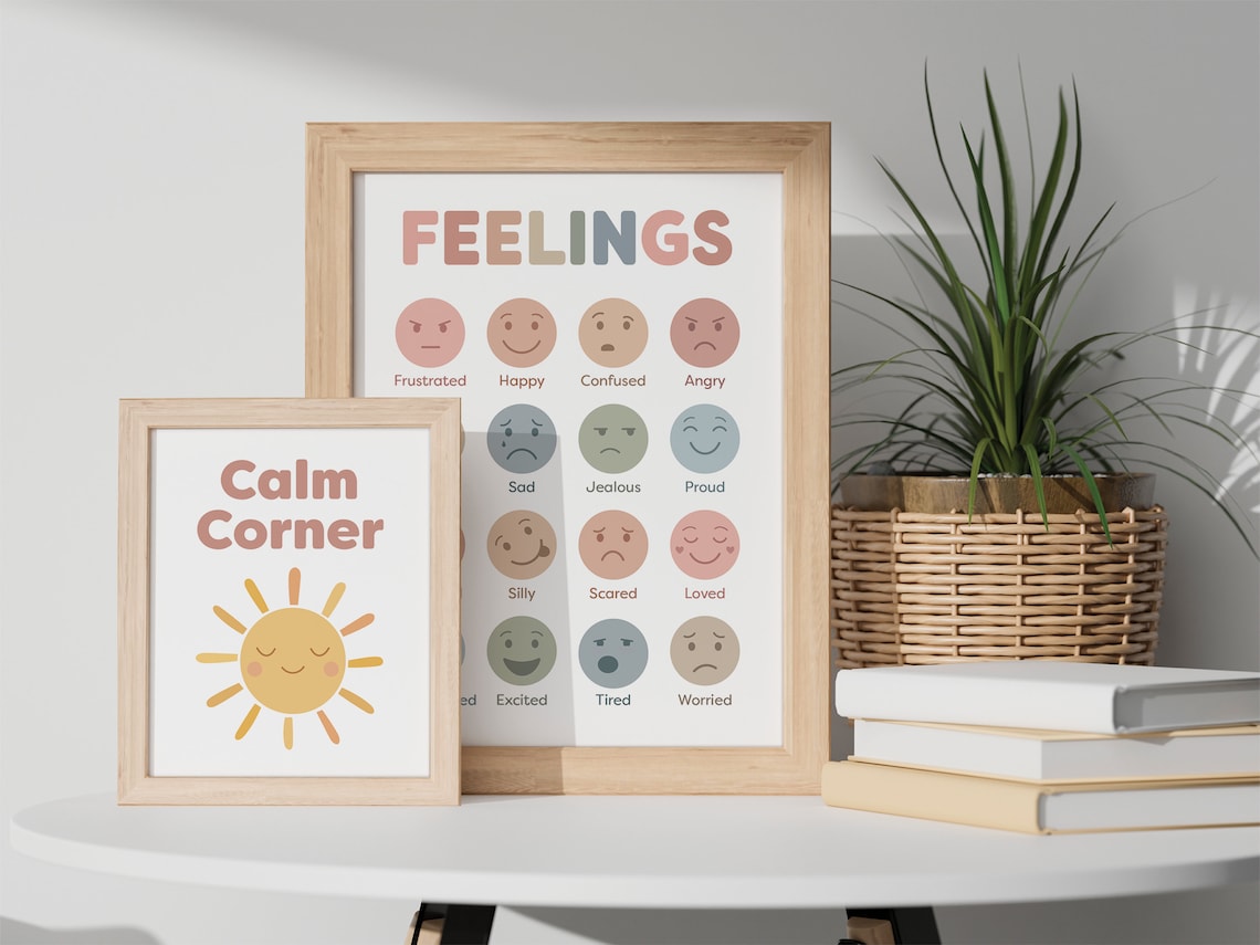 Calm Corner Sign Feelings Chart Toddler Feelings Poster Emotions Chart ...