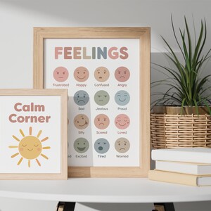 Calm Corner Sign Feelings Chart Toddler Feelings Poster Emotions Chart ...
