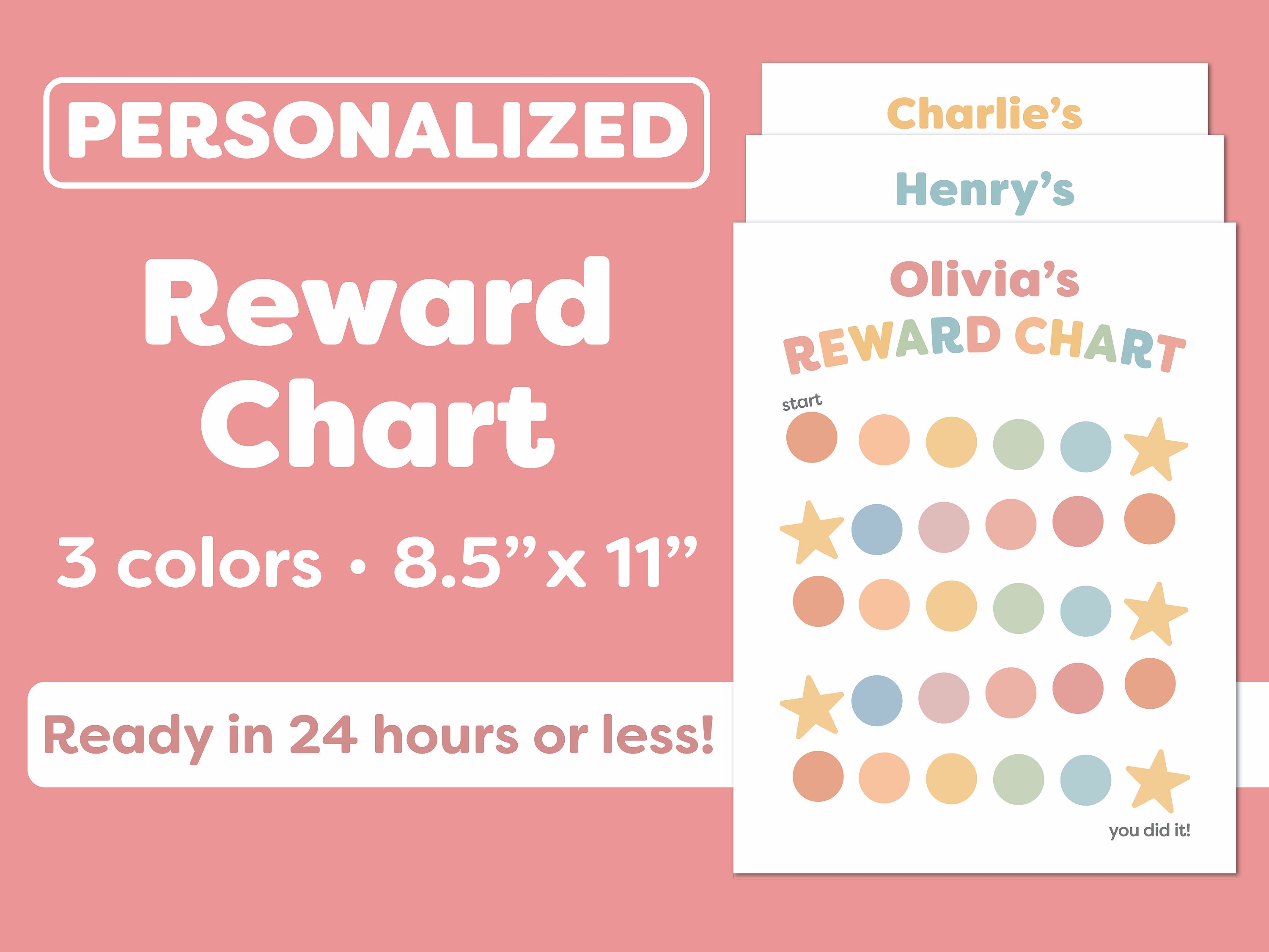 Personalized Rewards Chart for Kids Reward Chart Toddler Reward Chart ...