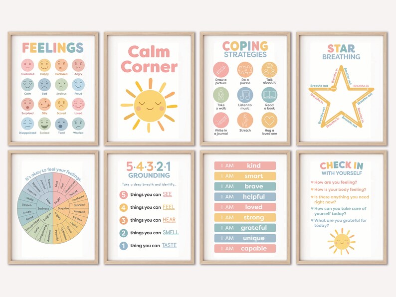 Calm Corner Posters Kid's Room Decor Feelings Chart Calm Posters ...
