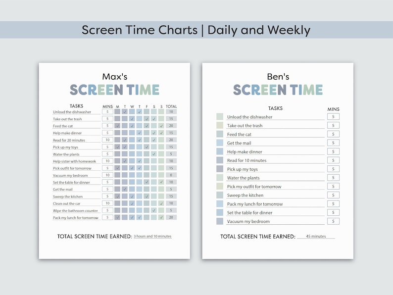 Editable Chore Charts for Kids | Blue Printable Set: Behavior ...