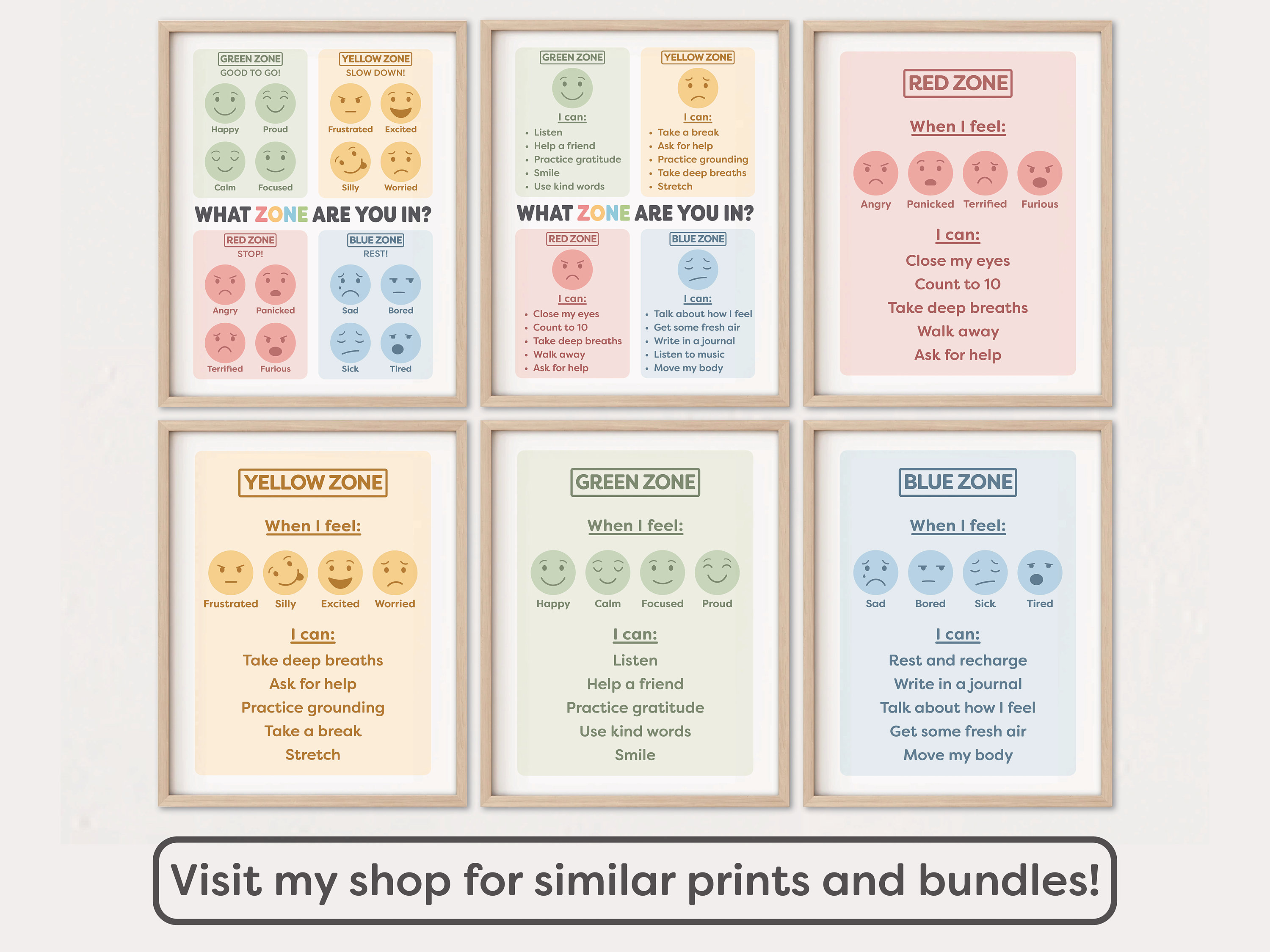 Zones of Regulation Chart Feelings Chart Classroom Poster Zones of ...