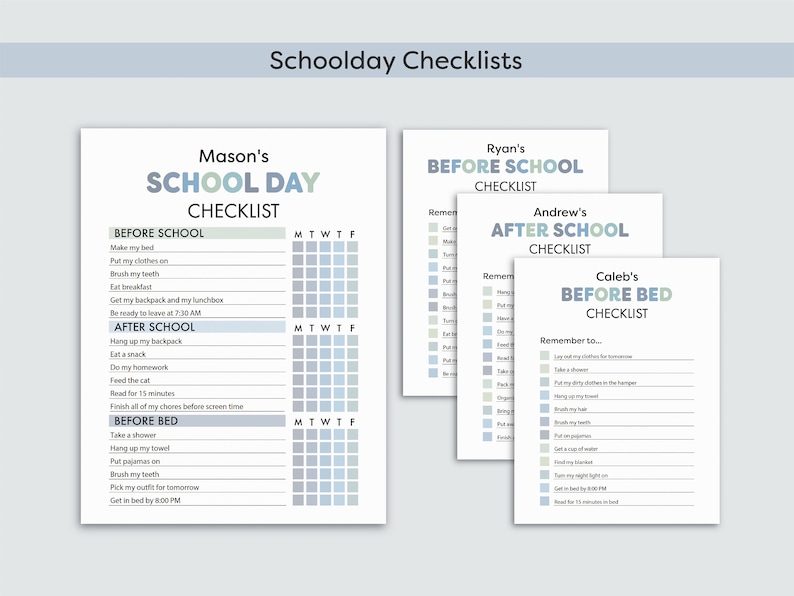 Editable Chore Charts for Kids | Blue Printable Set: Behavior ...