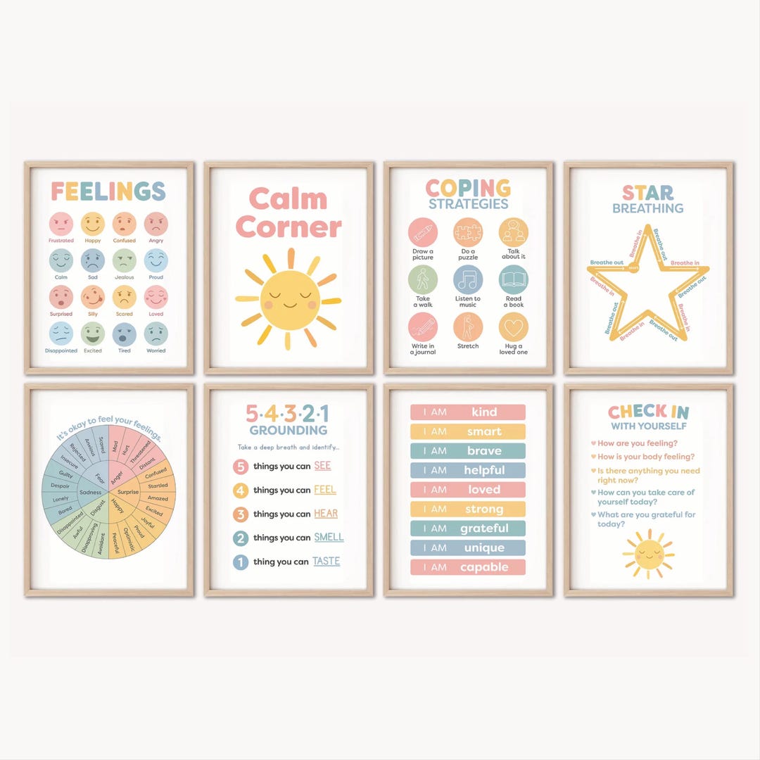 Calm Corner Posters Kid's Room Decor Feelings Chart Calm Posters ...