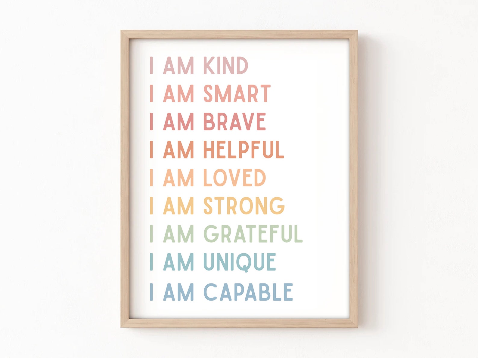 Rainbow Affirmations Wall Art Printable Positive Affirmations Poster ...