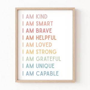 Affirmations for Kids Printable Wall Art Calming Corner Classroom Decor ...