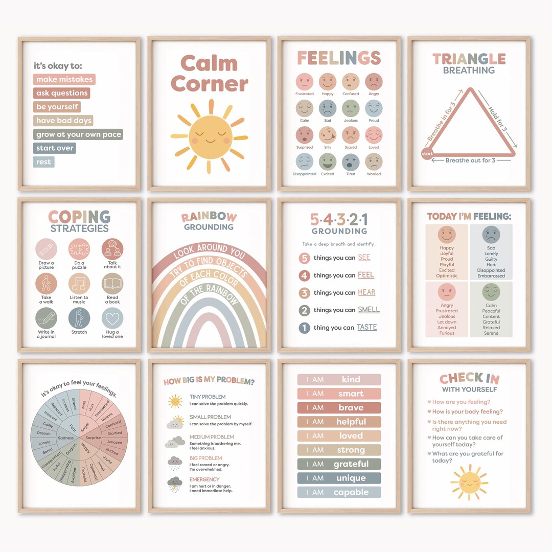 Calming Corner Posters Feelings Chart Playroom Decor Emotional ...