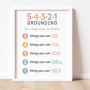 54321 Grounding Technique Poster 5-4-3-2-1 Grounding Technique for ...