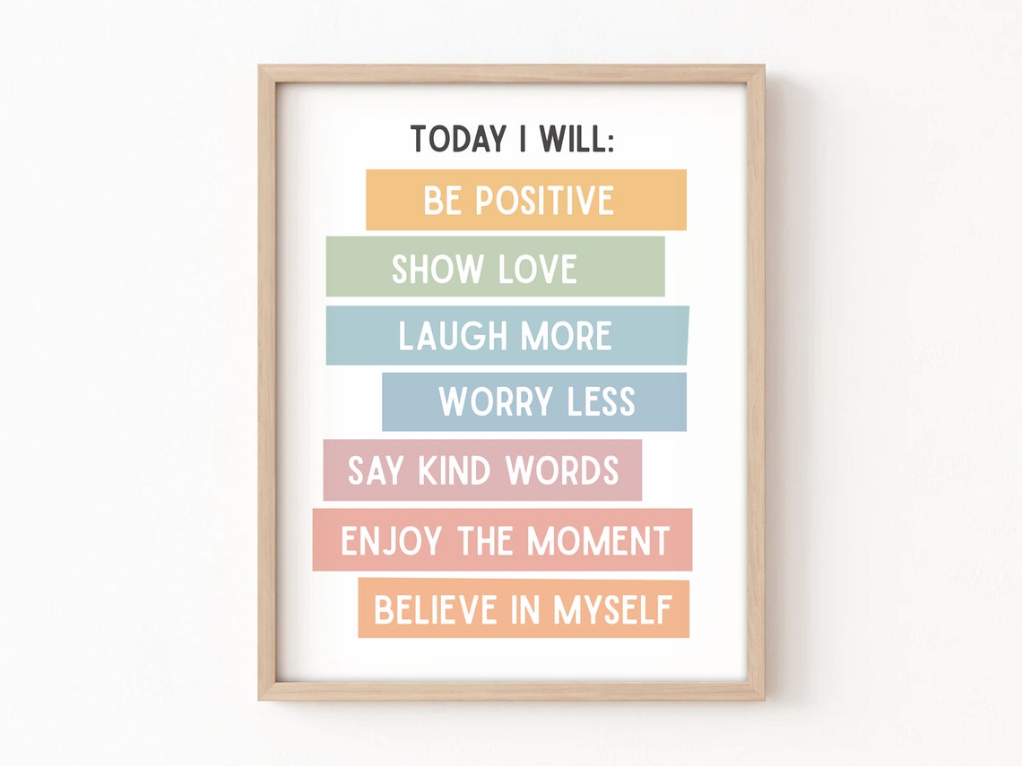 Rainbow Affirmations Wall Art Printable Positive Affirmations Poster ...