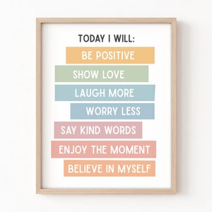 Rainbow Affirmations Wall Art Printable Positive Affirmations Poster ...