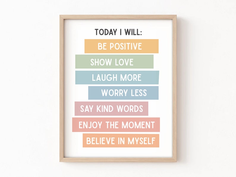 Rainbow Affirmations Wall Art Printable Positive Affirmations Poster ...