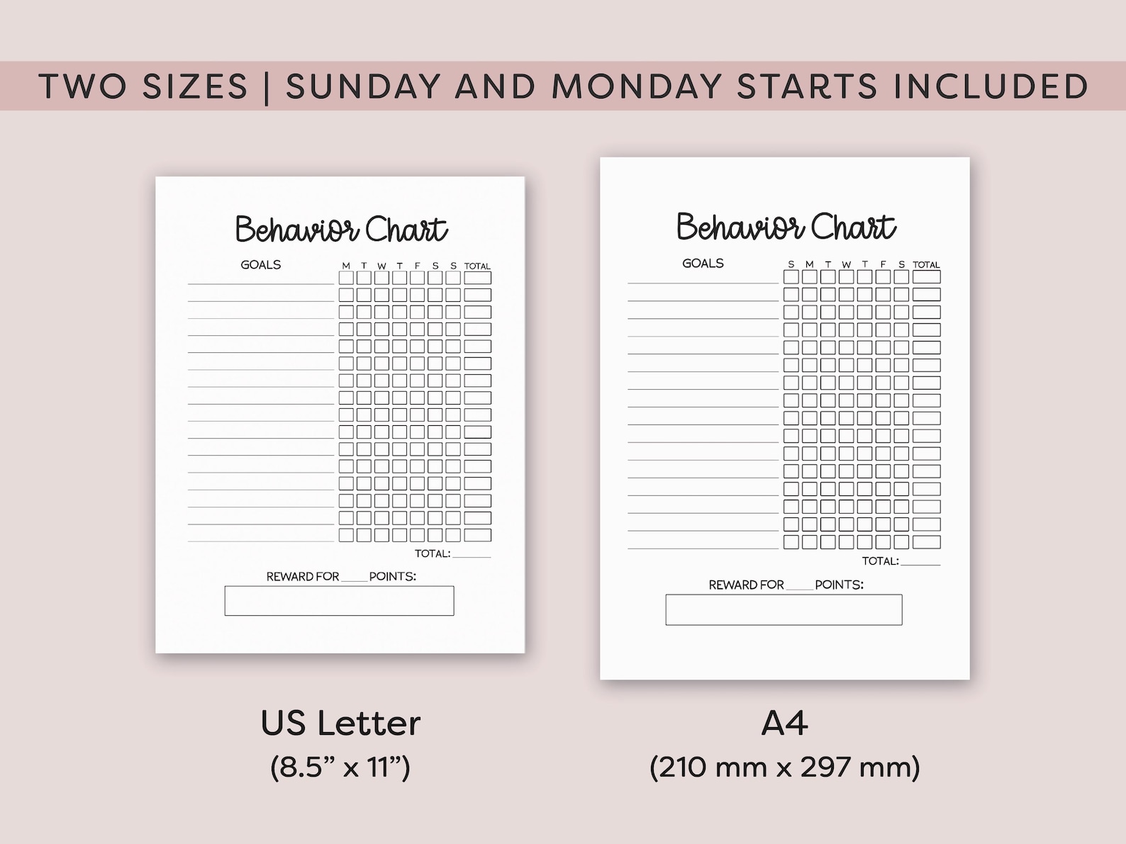 Behavior Chart for Teens Behavior Chart Printable Weekly Reward Chart ...