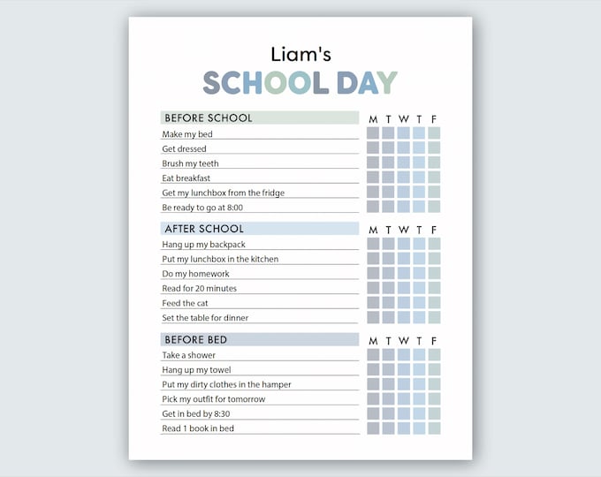 Editable School Day Checklist | Before After School Checklist, Morning ...