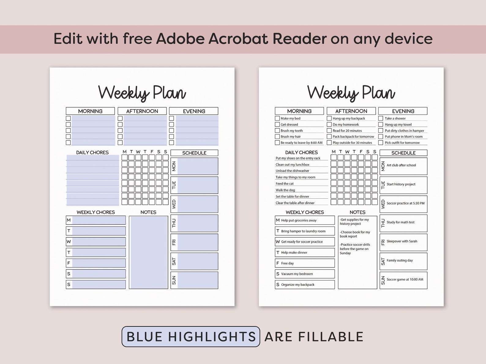 Chore Chart for Teens Editable Chore Chart Teenager Chore Chart ADHD ...