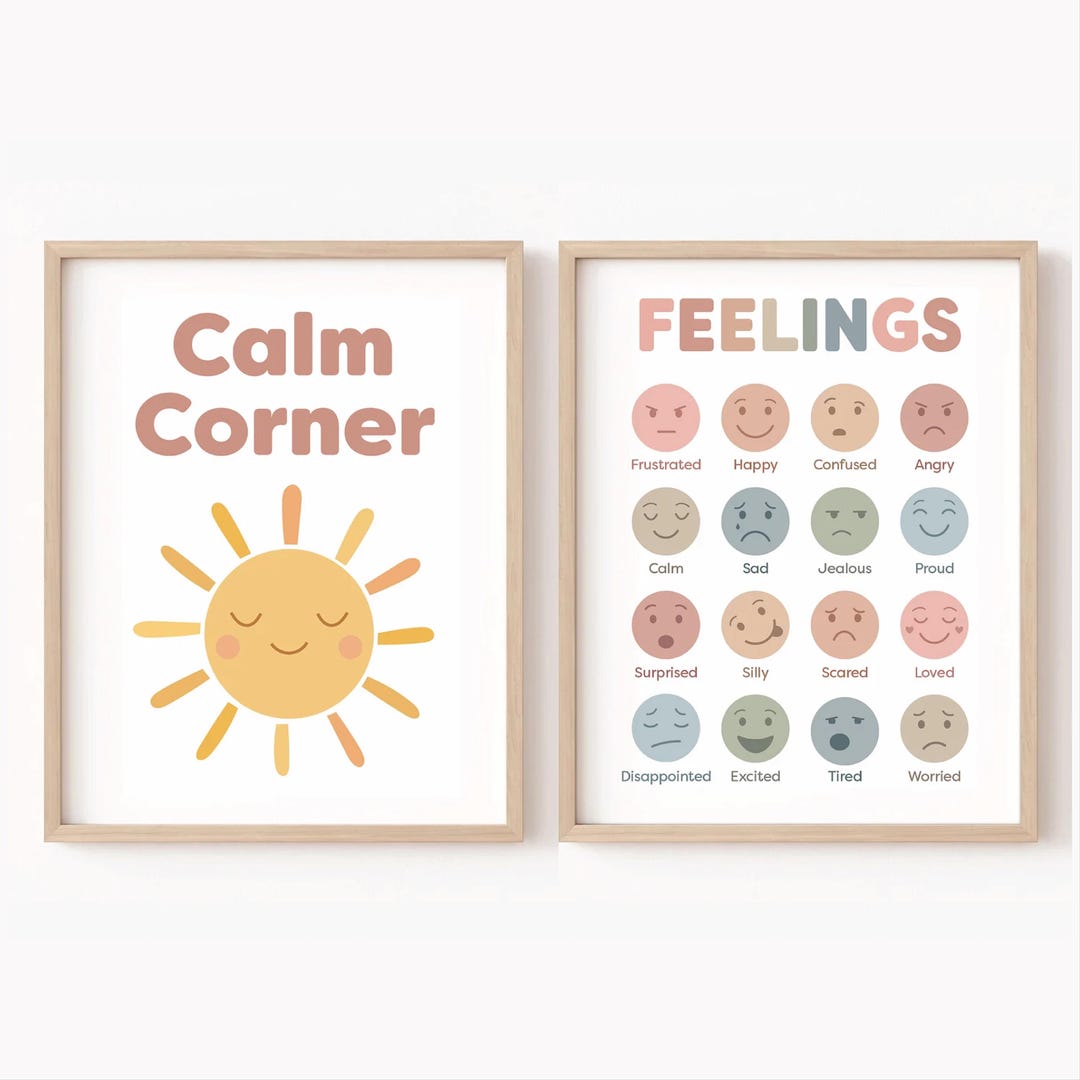 Calm Corner Sign Feelings Chart Toddler Feelings Poster Emotions Chart ...