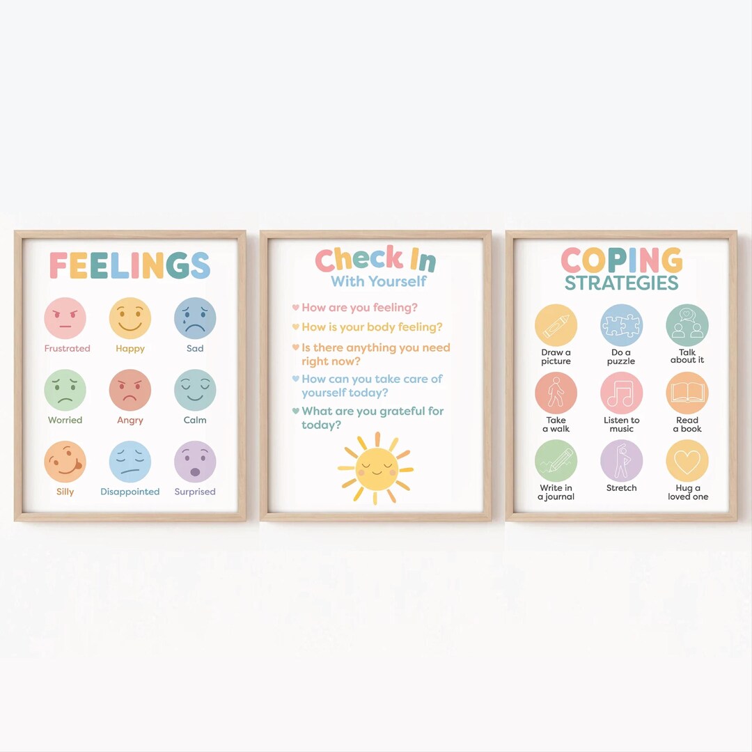 Coping Skills Poster Feelings Chart Set of 3 Calming Corner Posters ...