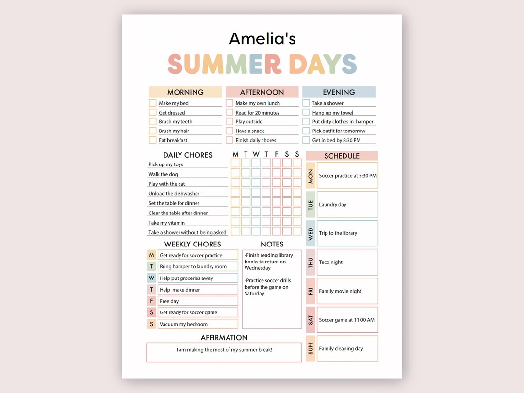 Summer Planner Kids Summer Printable Summer School Planner Summer Kids ...