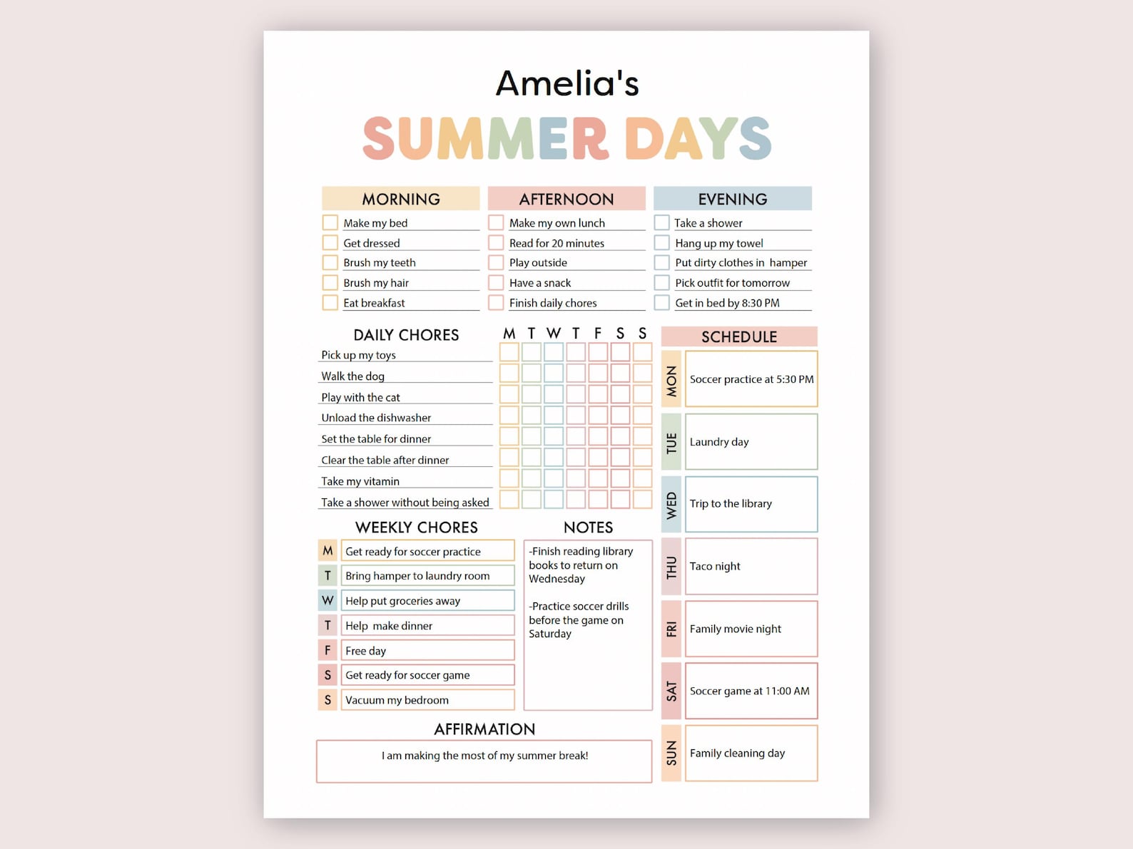 Summer Planner Kids Summer Printable Summer School Planner Summer Kids ...