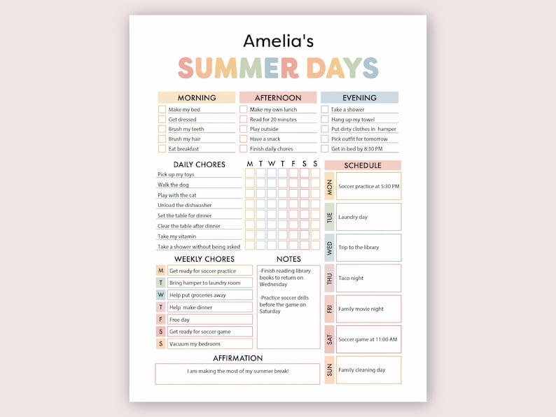 Summer Planner 2026 | Kids Summer Printable | Summer School Planner ...