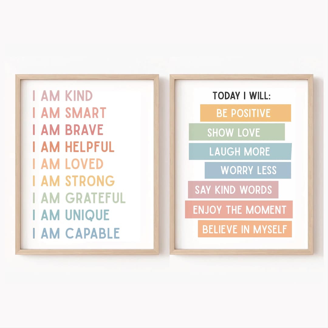 Rainbow Affirmations Wall Art Printable Positive Affirmations Poster ...