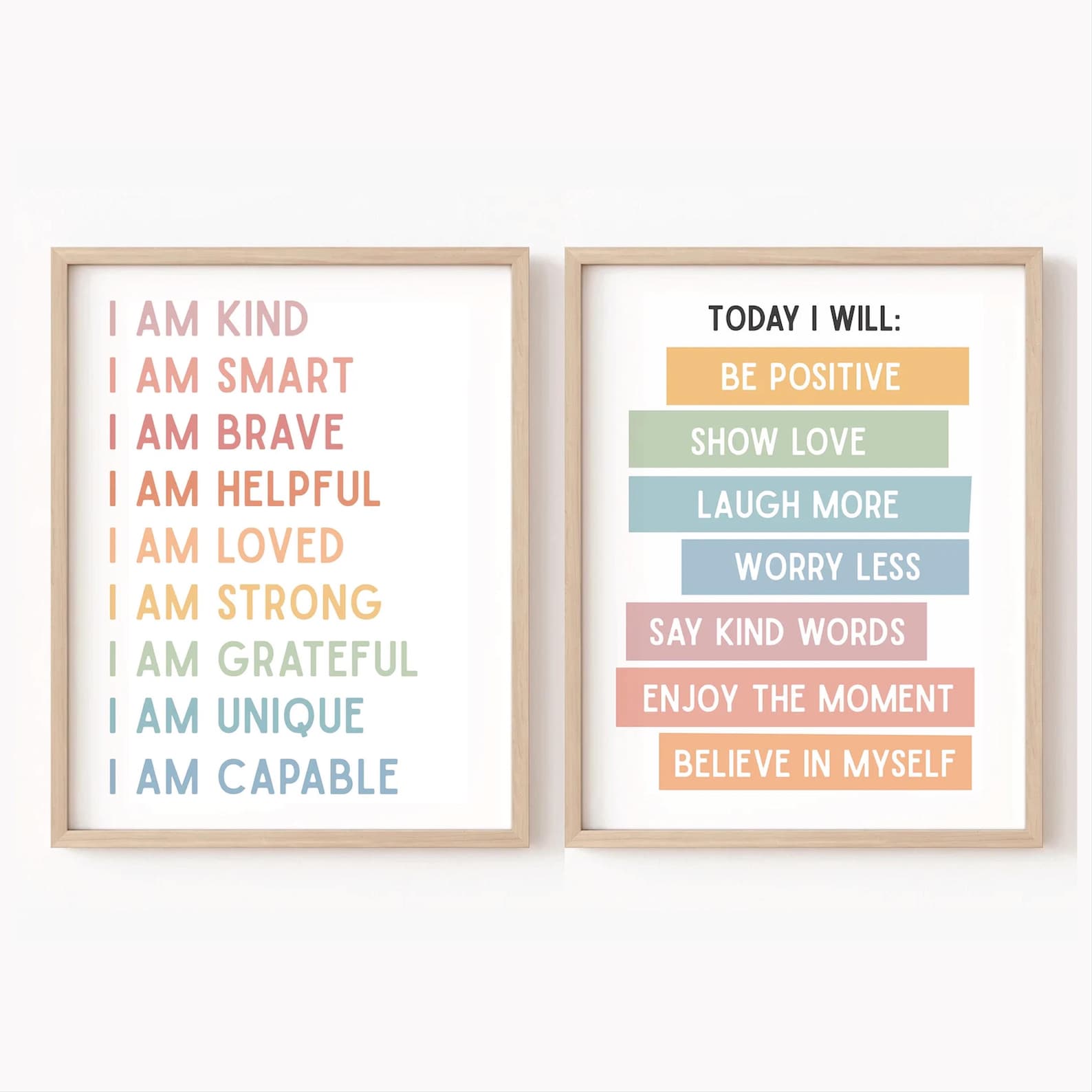 Rainbow Affirmations Wall Art Printable Positive Affirmations Poster ...