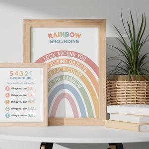 54321 Grounding Technique Poster Rainbow Grounding Printable Wall Art ...
