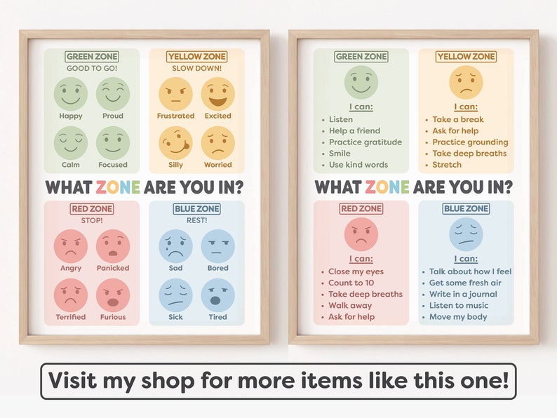 Zones of Regulation Chart Feelings Chart School Counselor SEL - Etsy ...