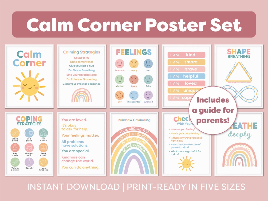Calm Corner Posters Calm Corner Toddler Feelings Chart Coping - Etsy