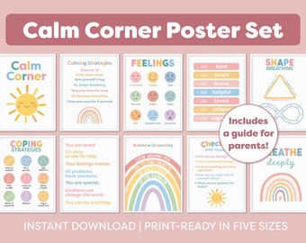 Coping Skills Poster Feelings Chart Set of 3 Calming Corner Posters ...