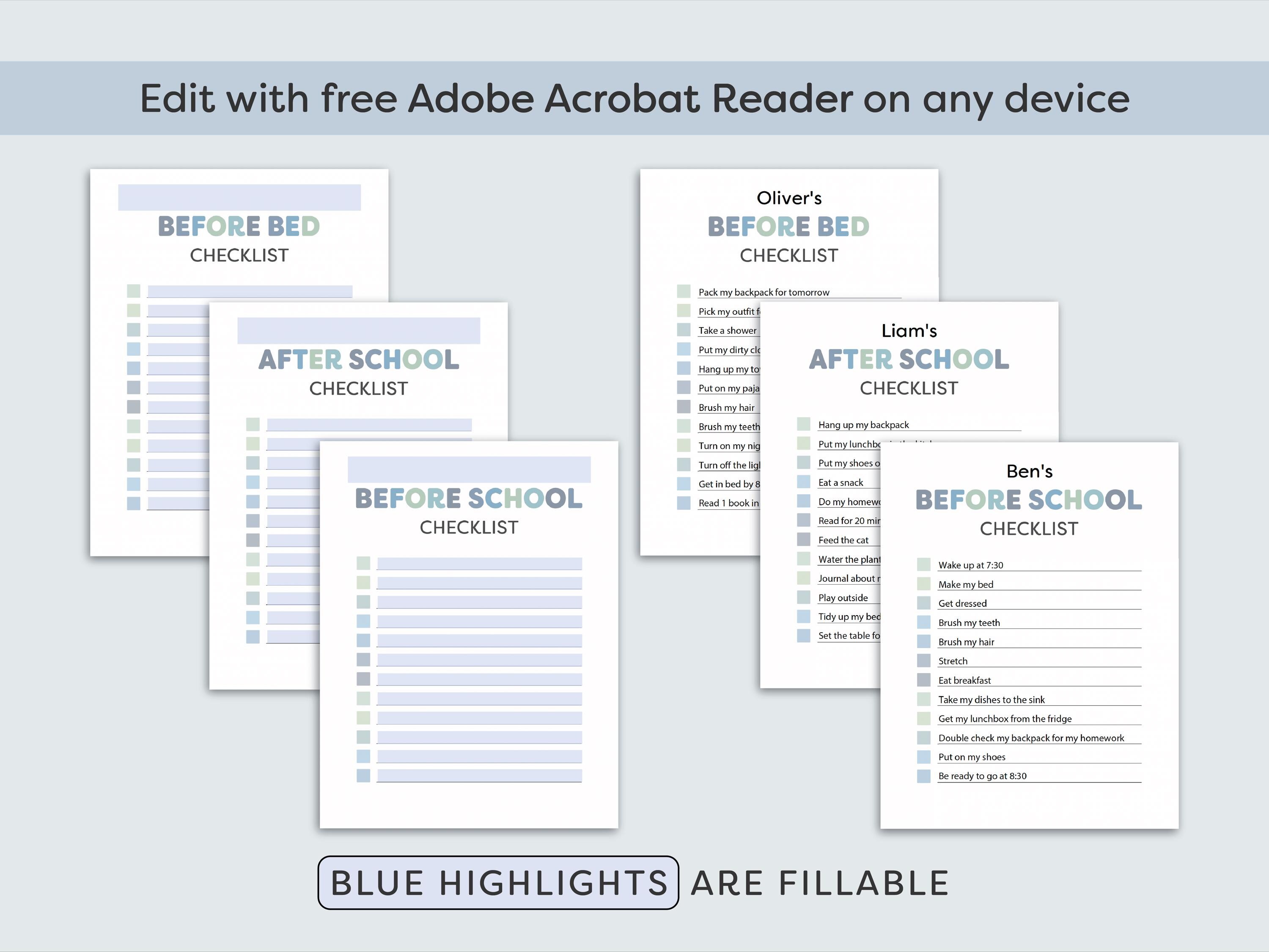 Editable School Routine | Daily School Checklist, Kids Morning and ...
