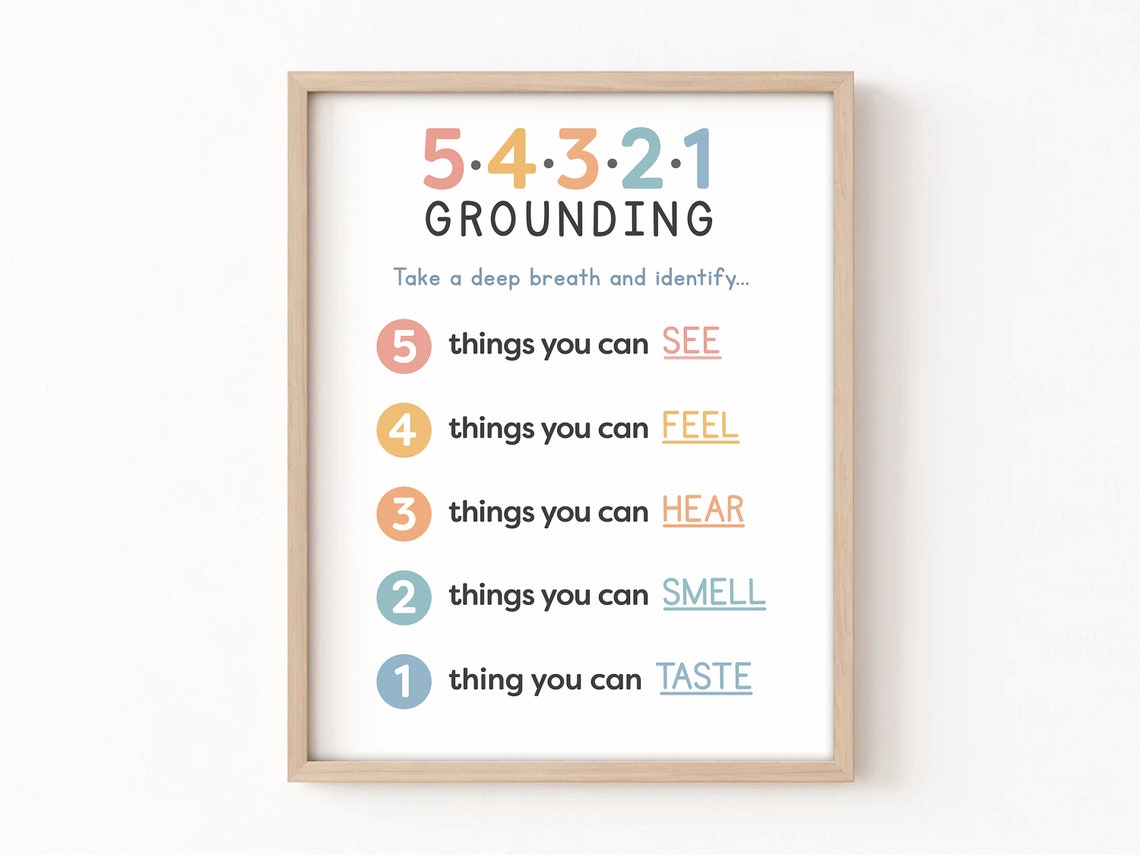 5-4-3-2-1 Grounding Technique Poster | Printable 54321 Grounding for ...