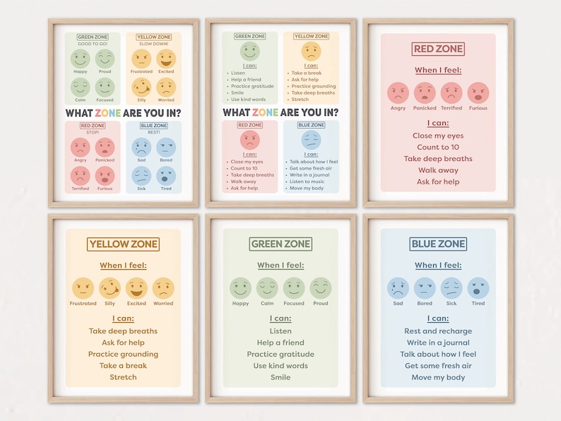 Zones of Regulation Poster Classroom Decor Feelings Chart - Etsy Canada