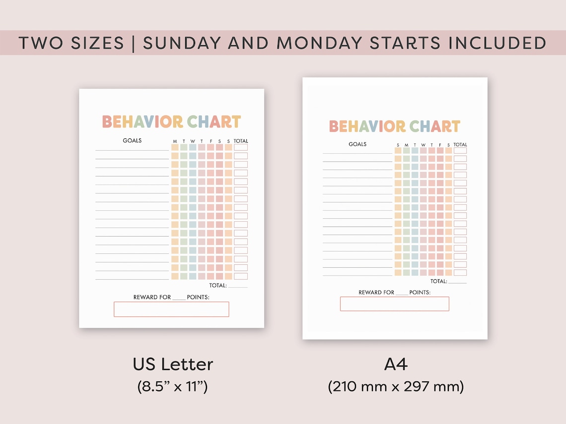 Behavior and Chore Chart Behavior Chart for Kids at Home Behavior Chart ...