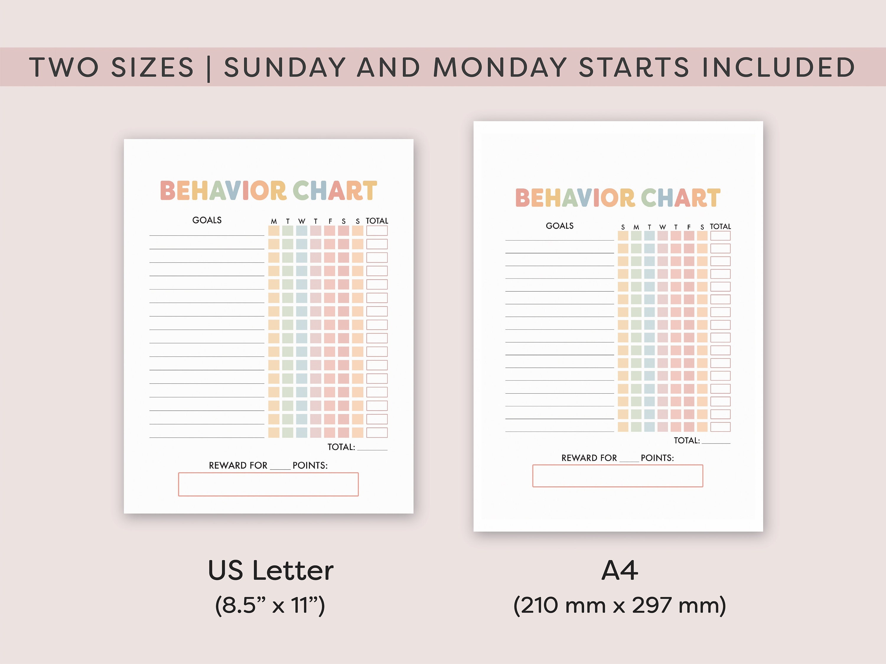 Behavior and Chore Chart Behavior Chart for Kids at Home Behavior Chart ...