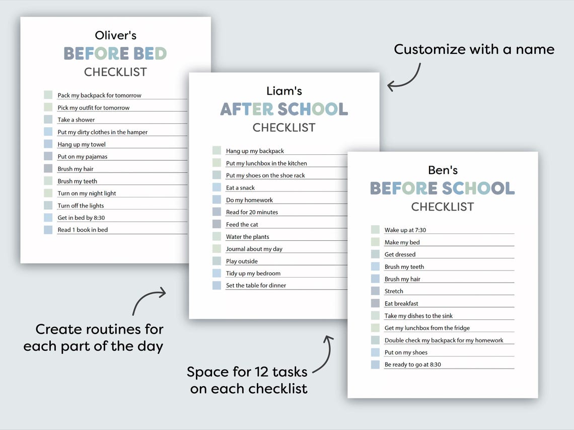 Editable School Routine | Daily School Checklist, Kids Morning and ...