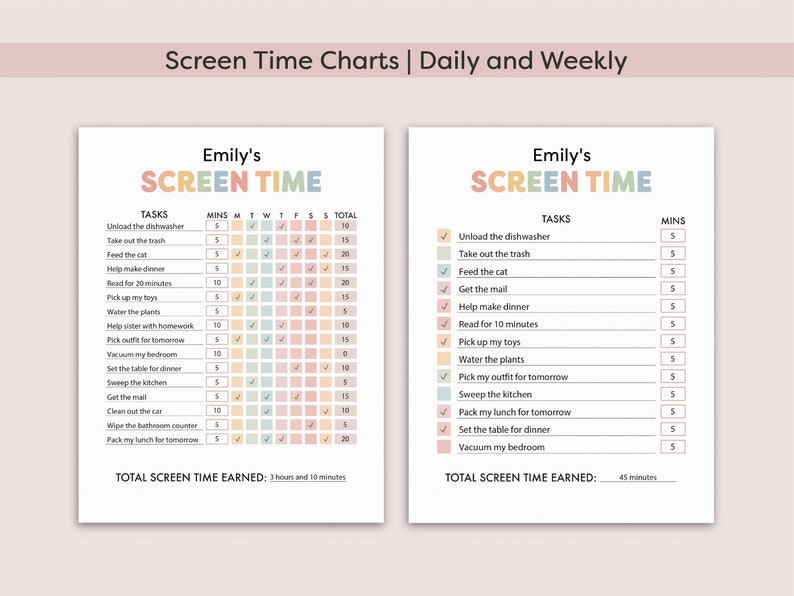 Chore Chart Printables Daily Kids Schedule Chore Chart for Kid Behavior ...