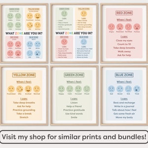 Zones of Regulation Posters Feelings Chart Coping Skills Poster Zones ...